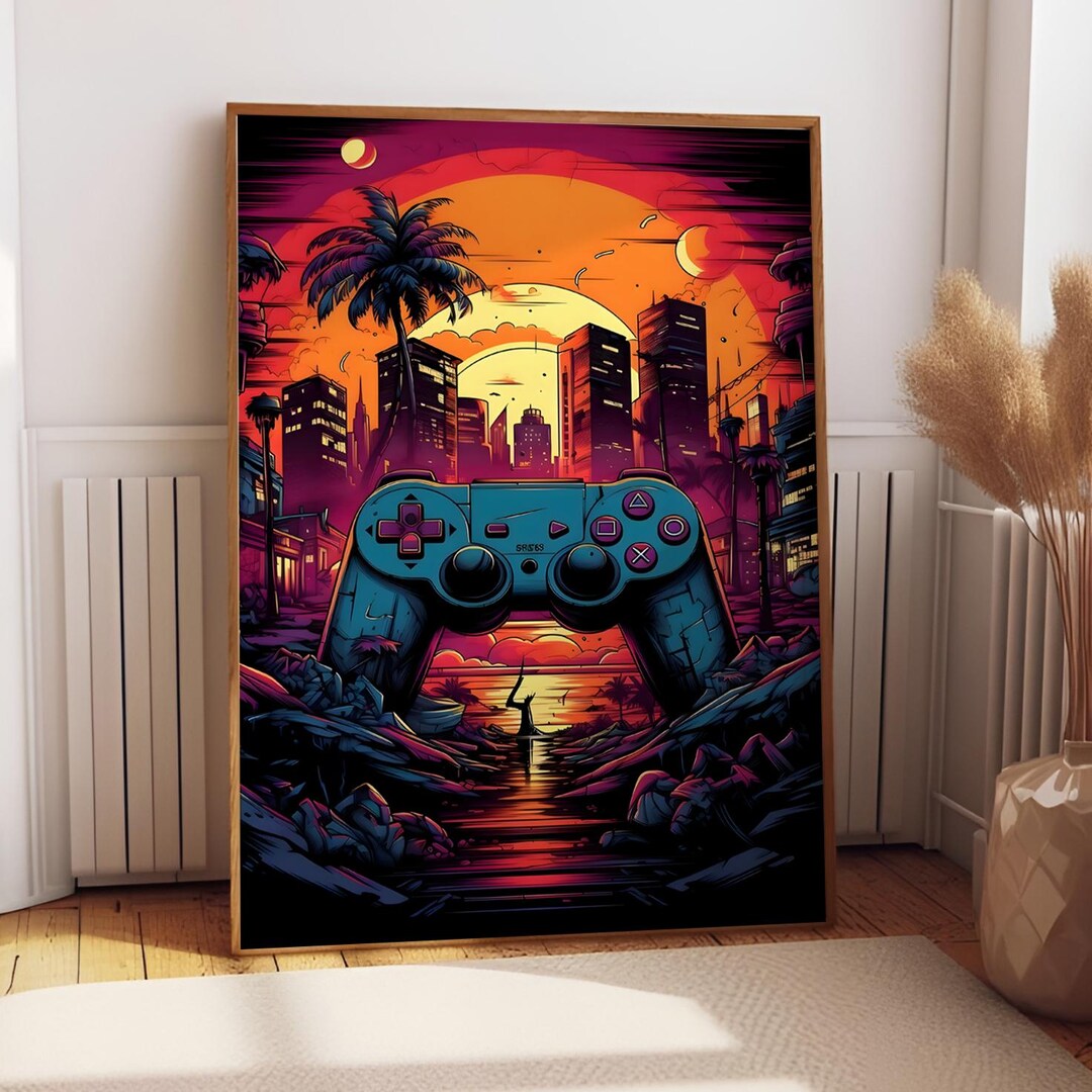 Retro Joystick Gaming Poster: Gamer Room Wall Art - Etsy