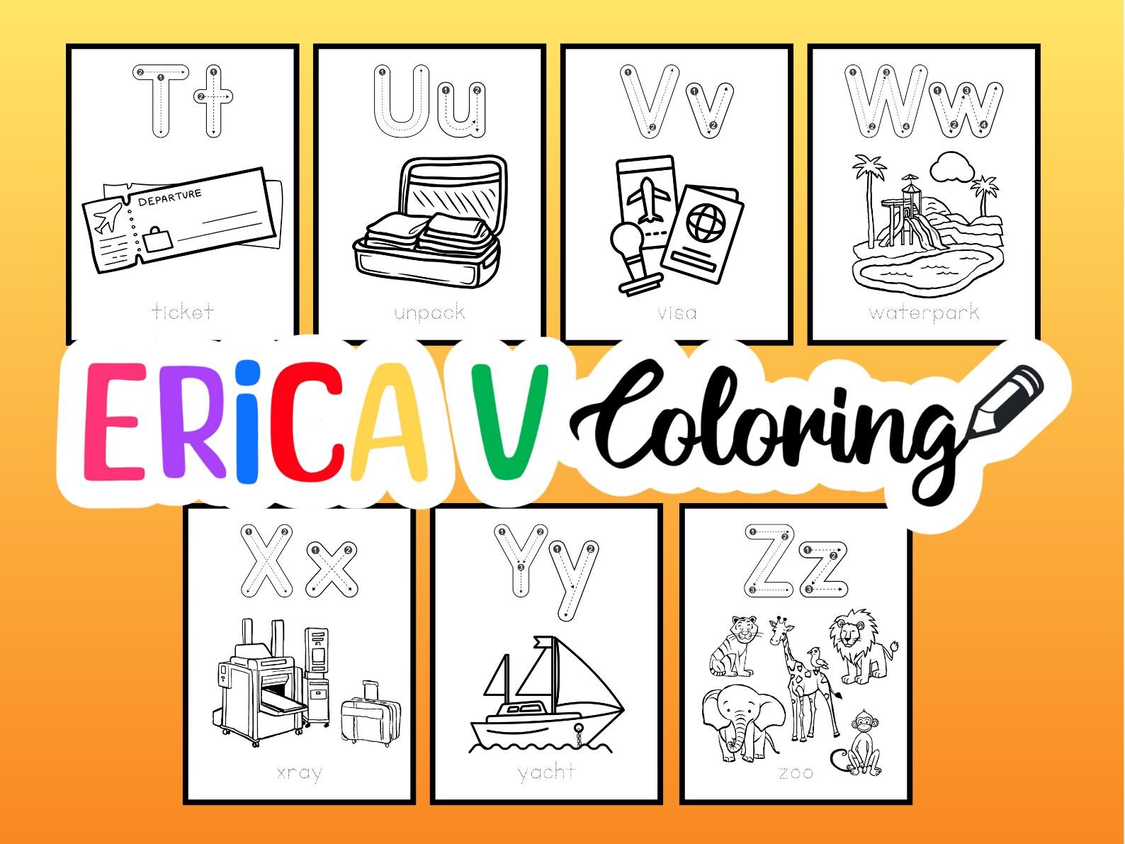 27 Travel Alphabet Coloring Pages - Alphabet Letter Tracing, Coloring ...