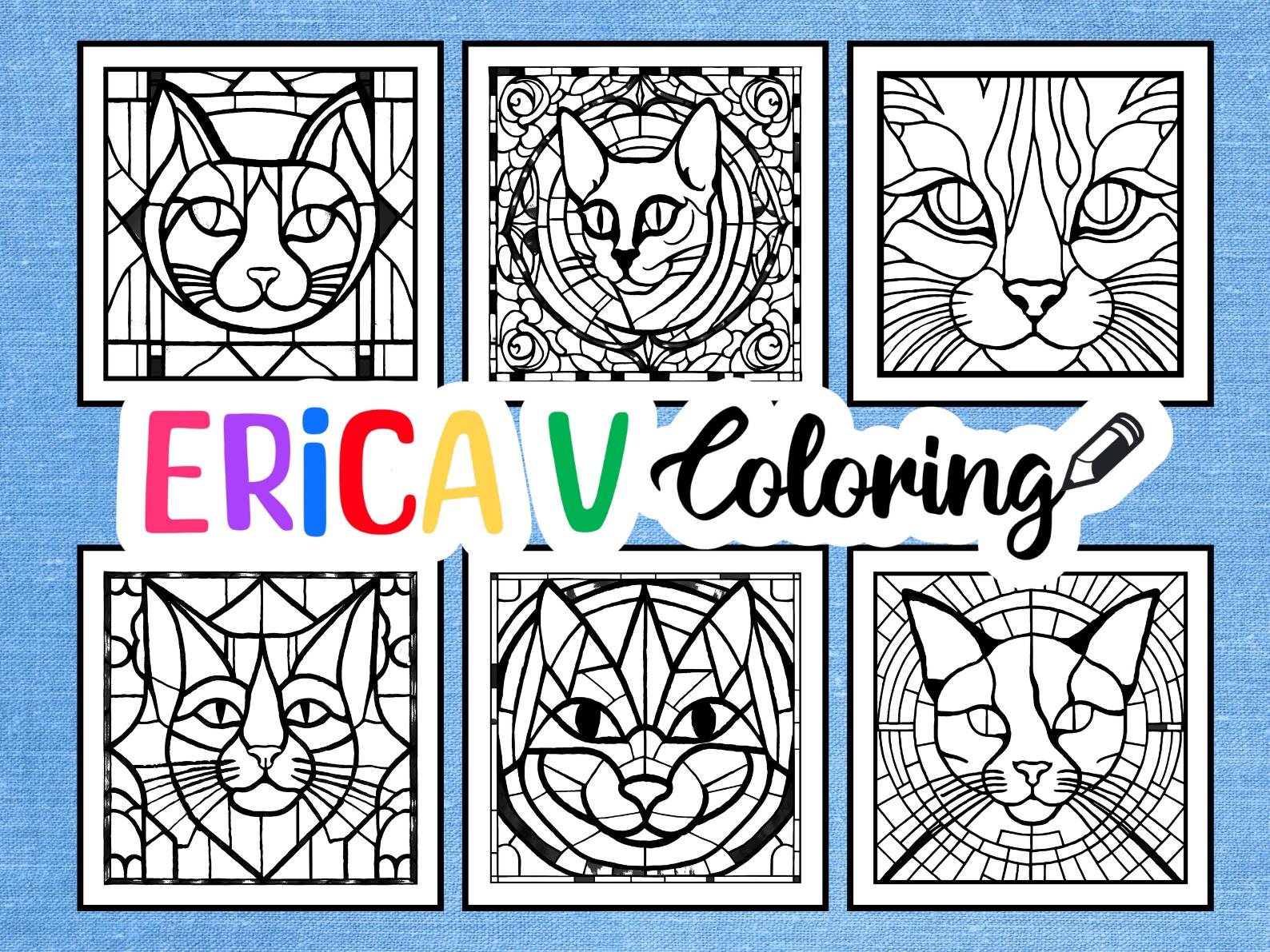 Stained Glass Cat Coloring Pages: 102 Printable Designs (PDF) - Etsy