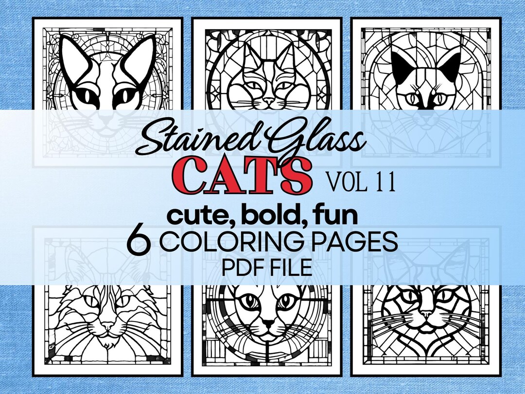Stained Glass Cat Coloring Pages: Relaxing, Fun (digital Download) - Etsy