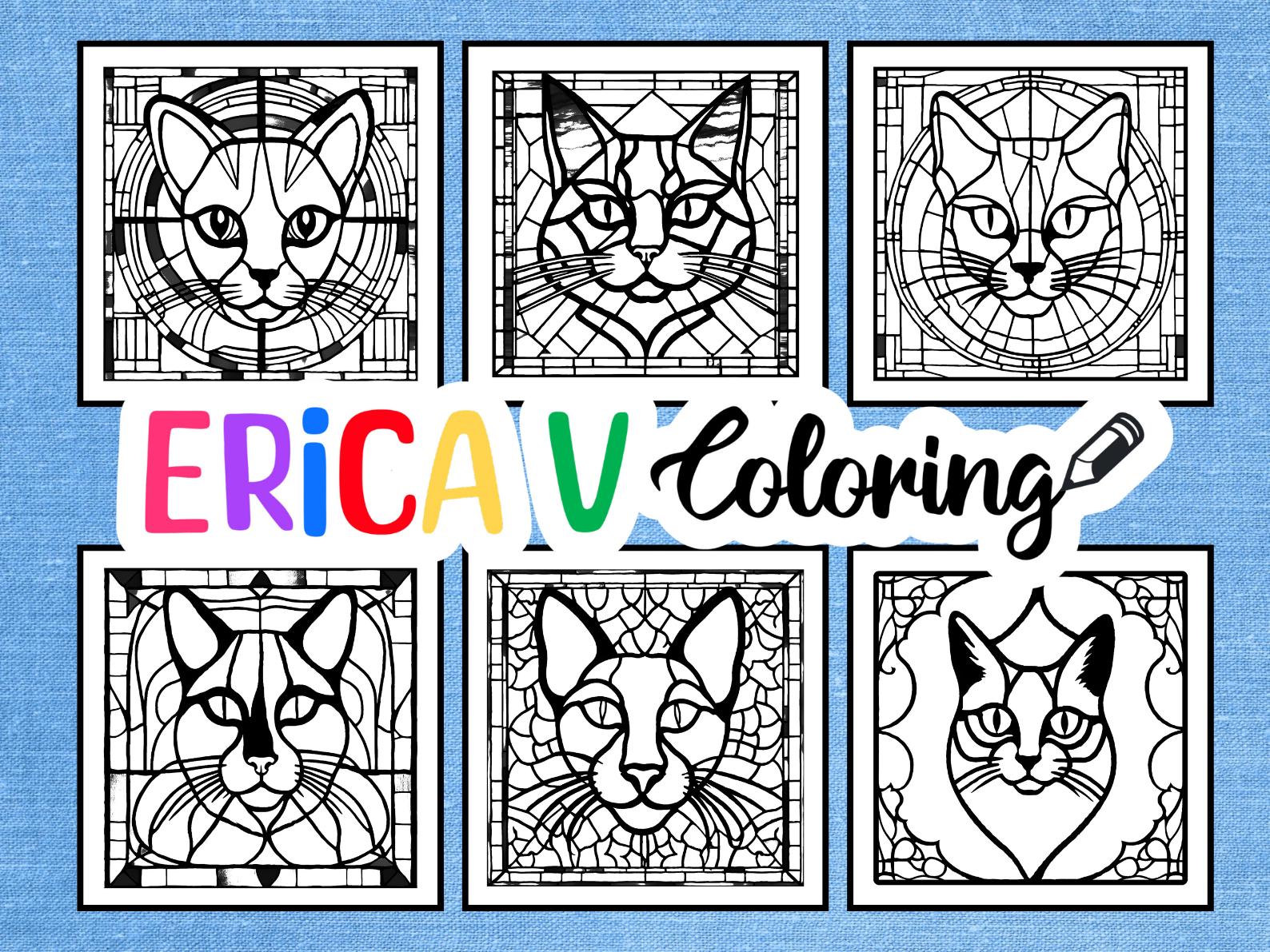 Stained Glass Cat Coloring Pages: 102 Printable Designs (PDF) - Etsy