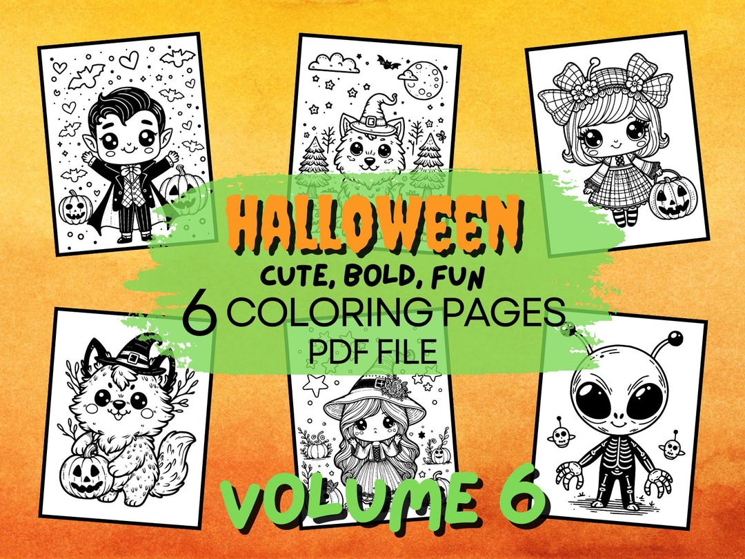 Cute Halloween Coloring Pages, Spooky Illustrations (digital Download ...