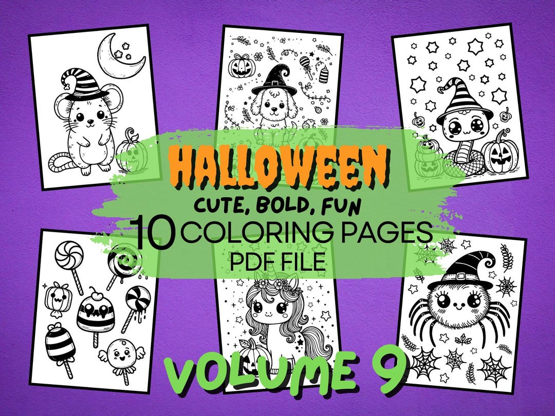 10 Halloween Coloring Pages Cute, Bold, Spooky Illustrations, Printable ...
