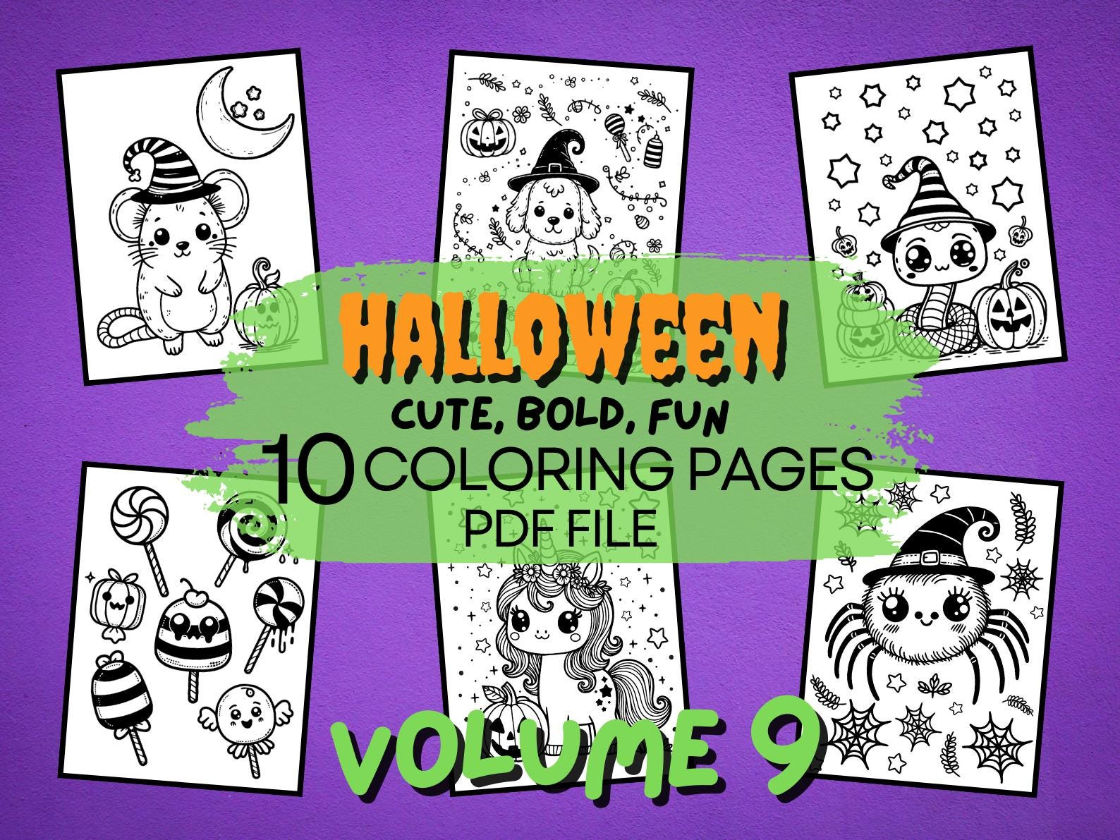 10 Halloween Coloring Pages Cute, Bold, Spooky Illustrations, Printable ...