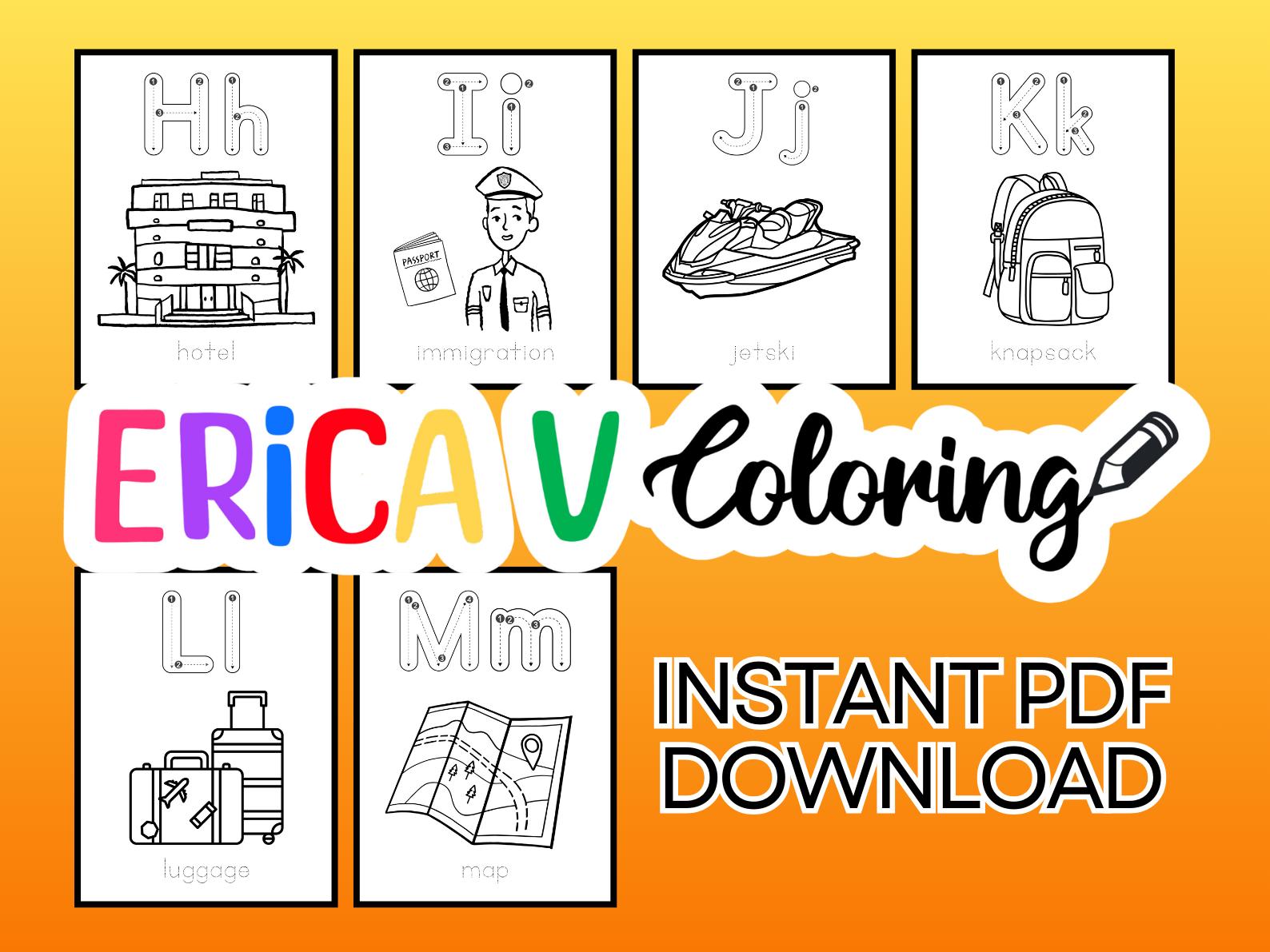 27 Travel Alphabet Coloring Pages - Alphabet Letter Tracing, Coloring ...