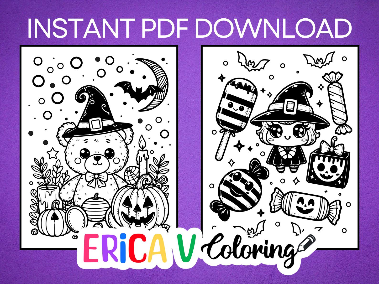 10 Halloween Coloring Pages Cute, Bold, Spooky Illustrations, Printable ...