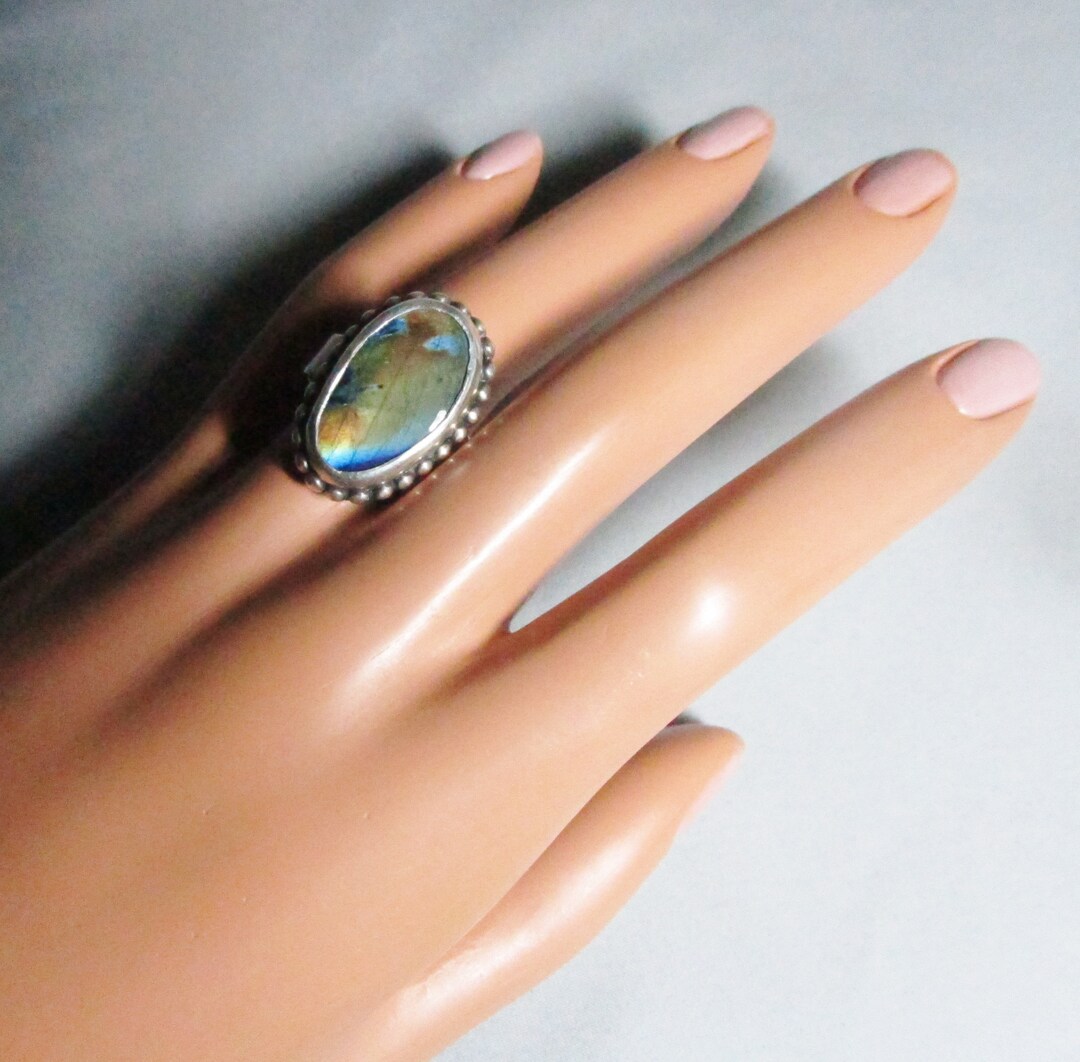 Spectrolite Ring Sterling Silver - Etsy