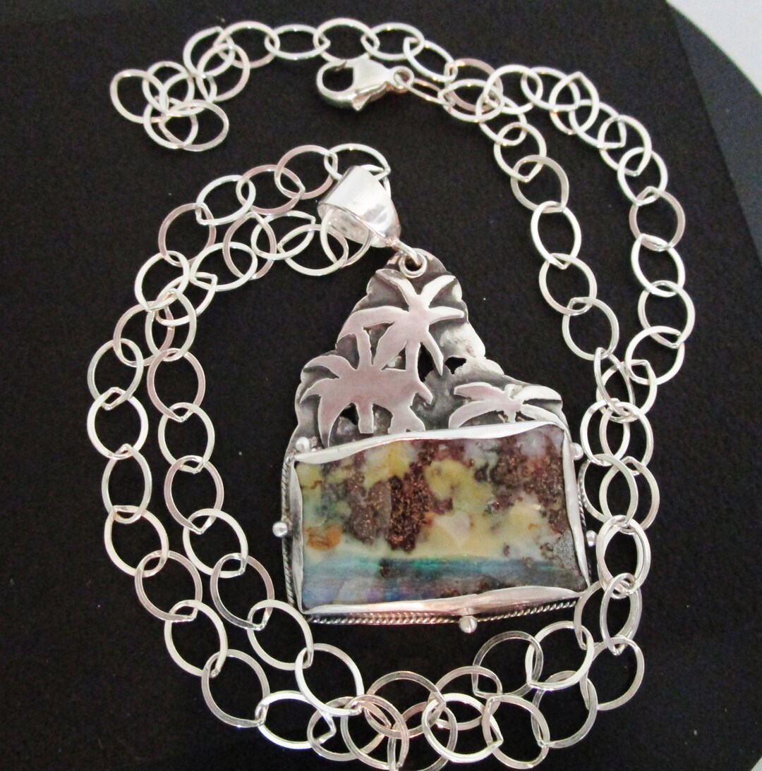 Boulder Opal Tropical Design Sterling Silver - Etsy