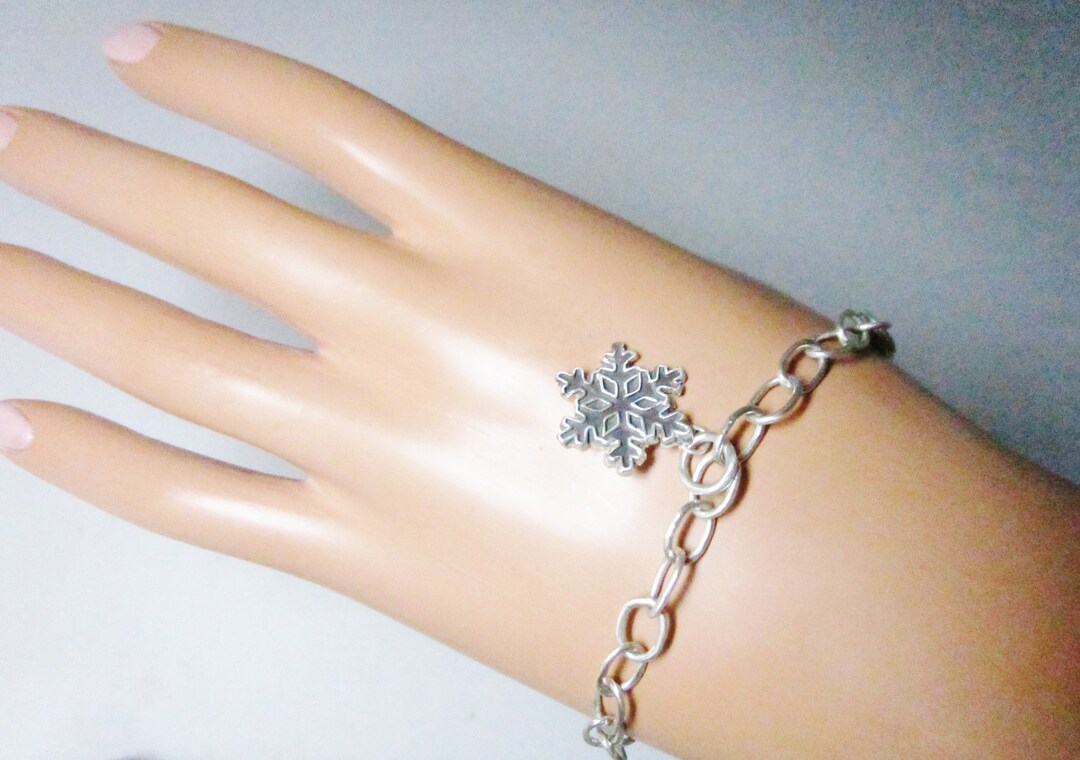 Charm Handmade Bracelet With Snowflake Sterling Silver - Etsy