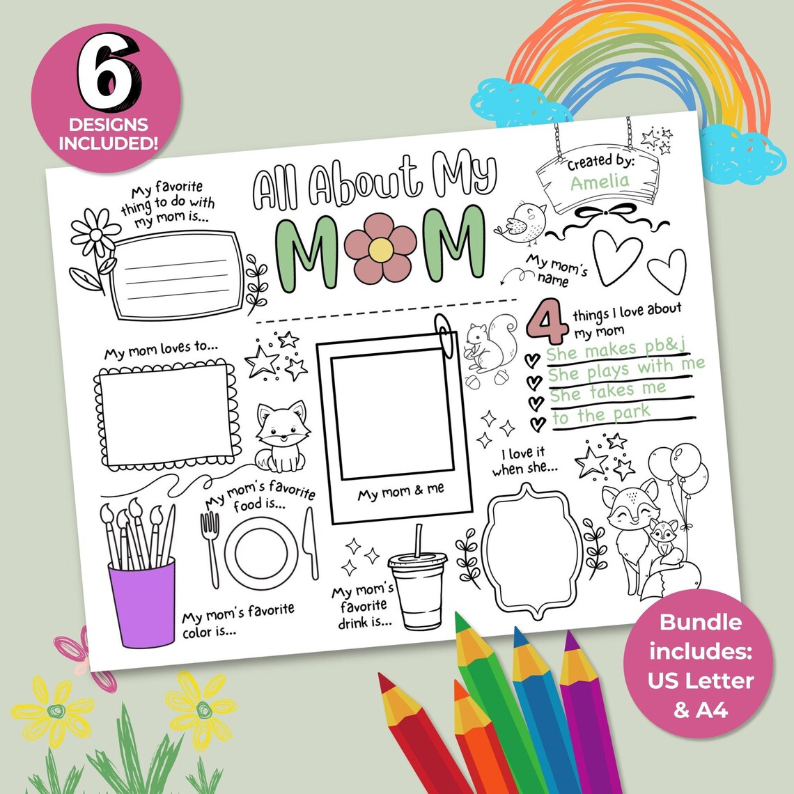 Mother's Day Printable All About My Mom Activity for Kids, Unique Gift ...