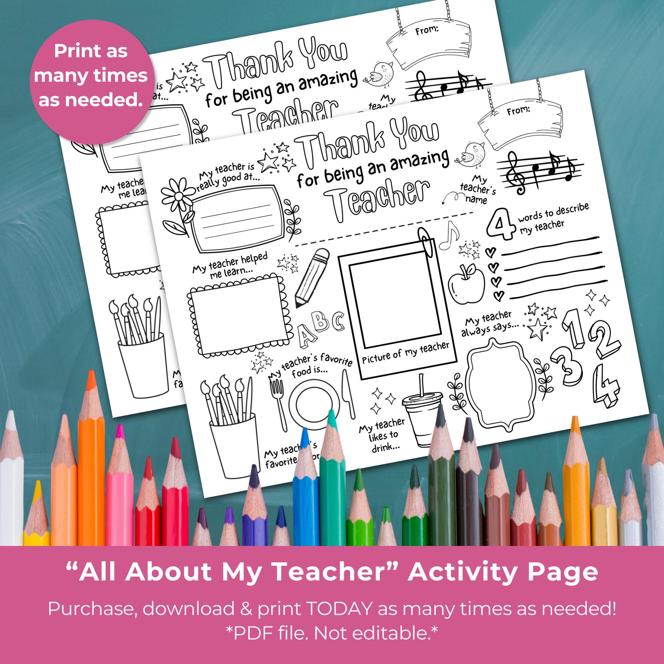 Teacher Appreciation Gift, Printable Teacher Appreciation Week Gift ...