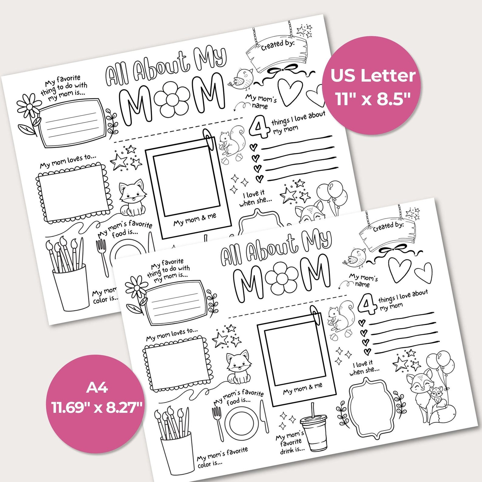 Mother's Day Printable All About My Mom Activity for Kids, Unique Gift ...