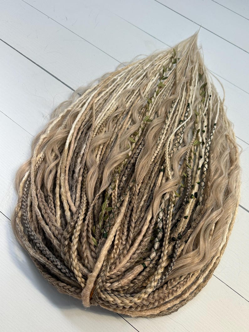 Handmade Light Forest Dreads – Blonde, Brown, With Braids & Leaves - Etsy