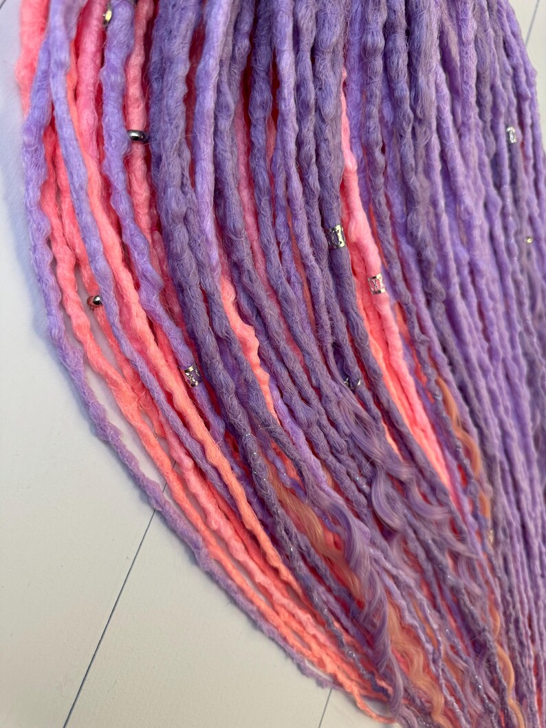 Pink & Purple Synthetic Dreads: Boho Festival Hair Extensions - Etsy