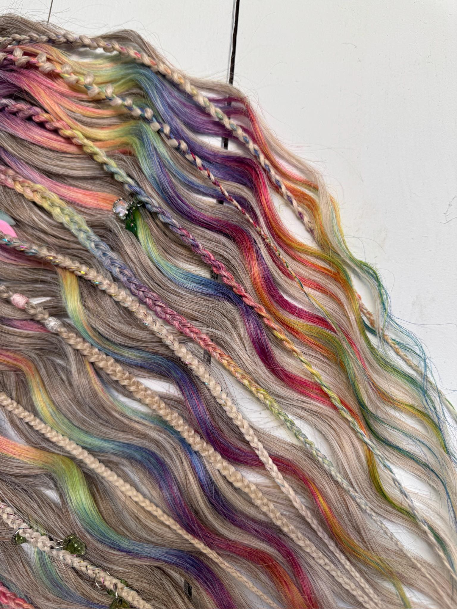 Rainbow and Platinum Blonde Curly Dreadlock Set – Boho Faux Locs With ...