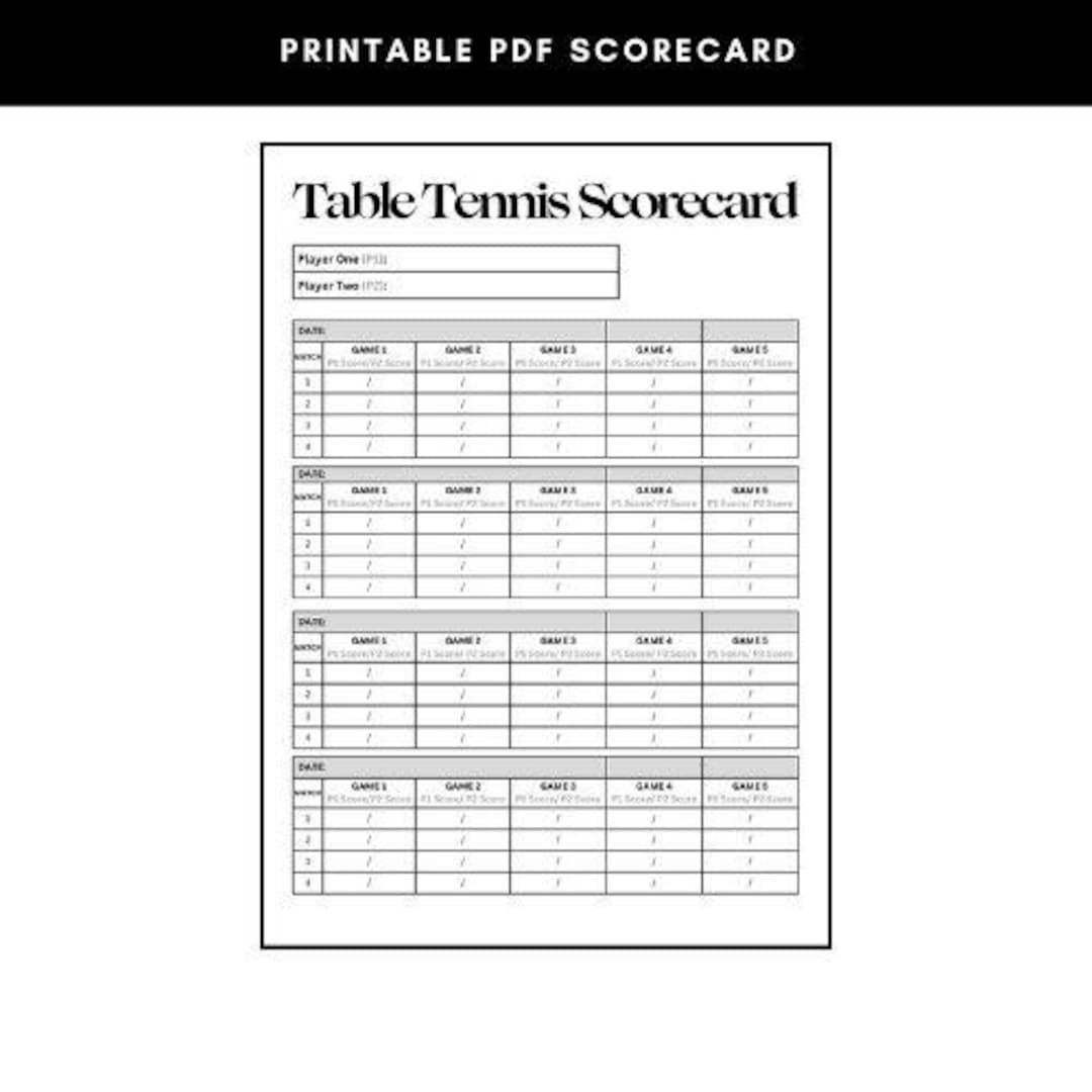 Table Tennis | Printable Scorecard | A4 - Etsy