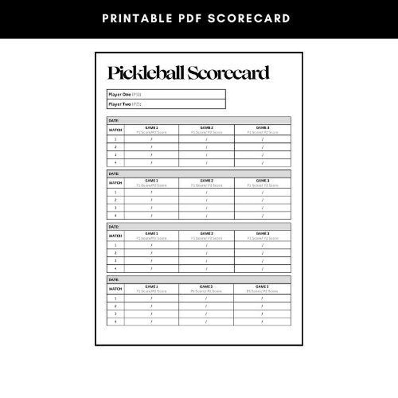 Pickleball | Printable Scorecard | A4 - Etsy