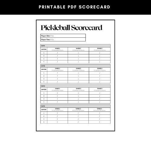 Pickleball | Printable Scorecard | A4 - Etsy