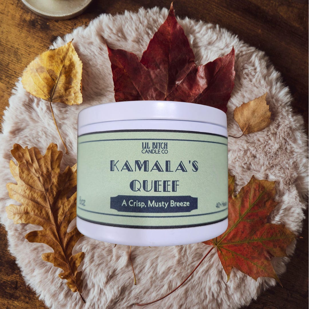 Kamalas Queef Dark Humor Candle Political Satire With a Crisp Fall ...