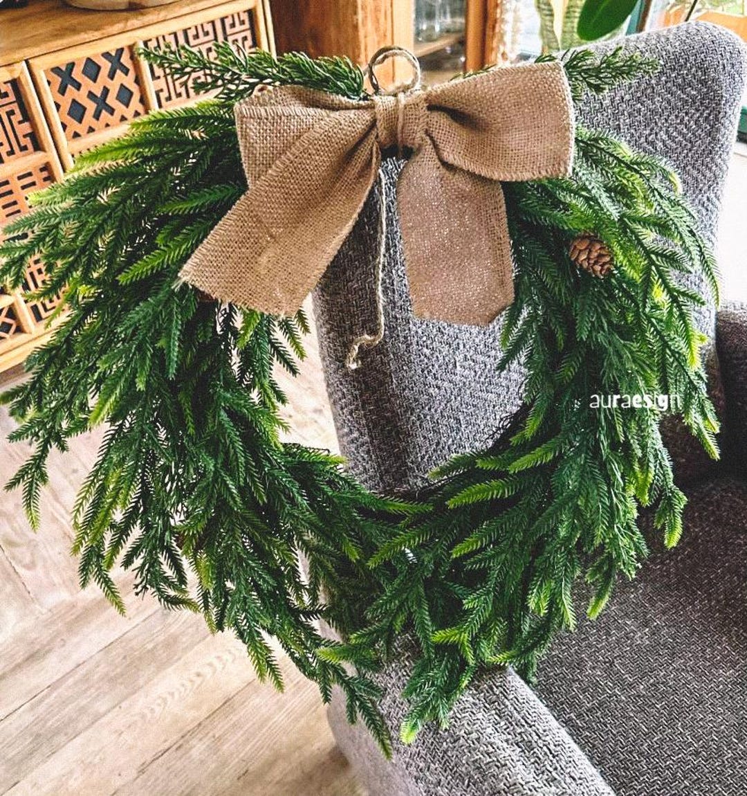 Ribbon Green Wreath Pine Cone Decor Wreath Lush Pine Branches Wreath ...