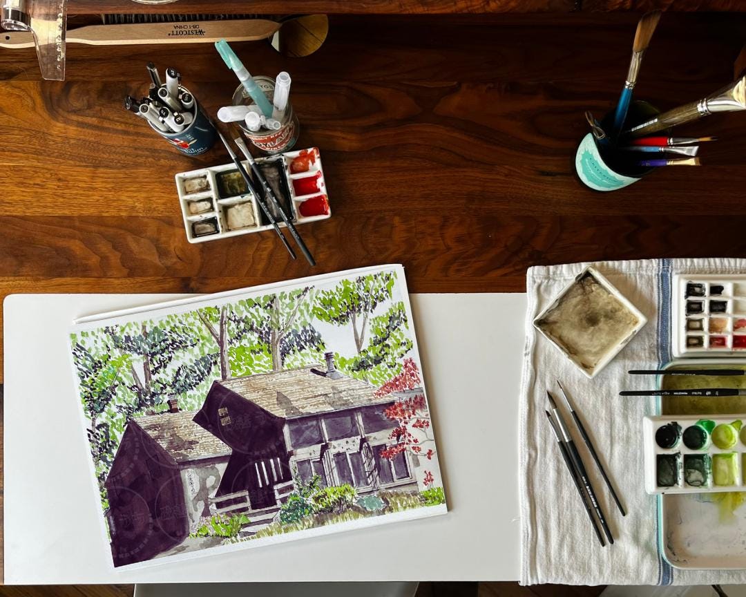 Custom Home Portrait – Watercolor Painting of Personal, Childhood, or ...