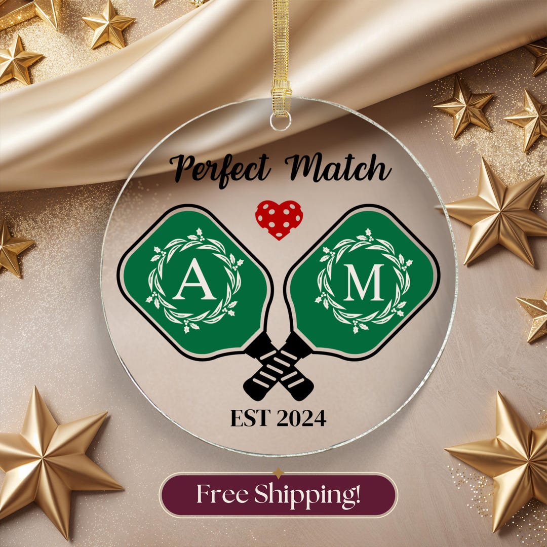 Pickleball Ornament, Personalized Initials, Gift for Couple, Green ...