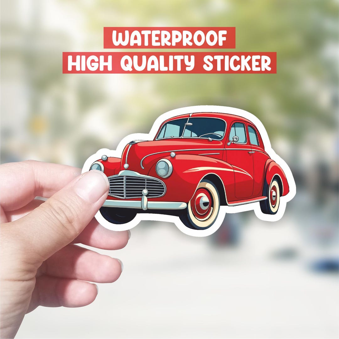 Red Retro Car Stickers – Red Car Stickers - Vintage Car Stickers - Red ...