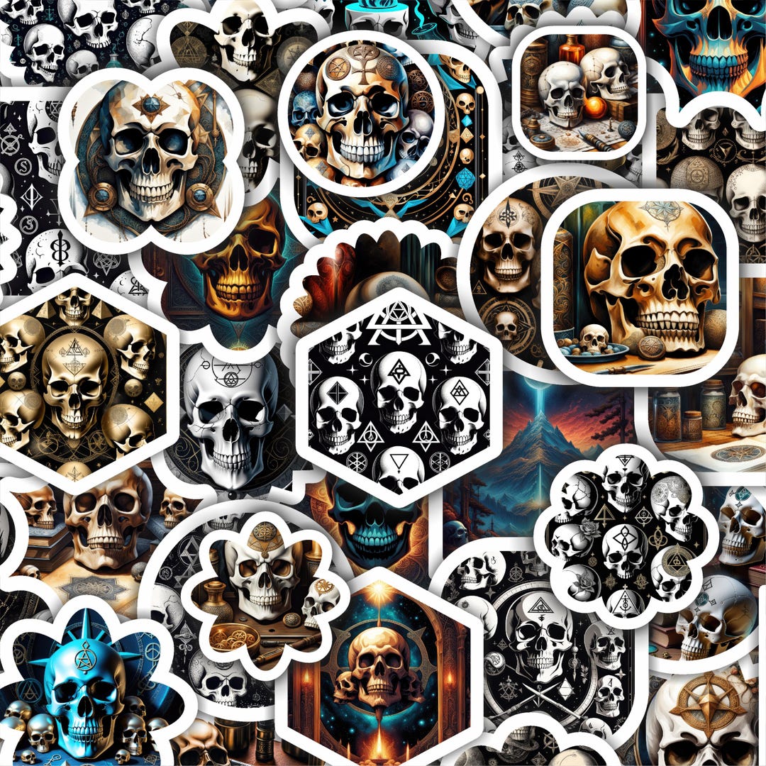 100 Pcs. Skull Stickers – Unique Skull Designs for Laptops, Journals ...