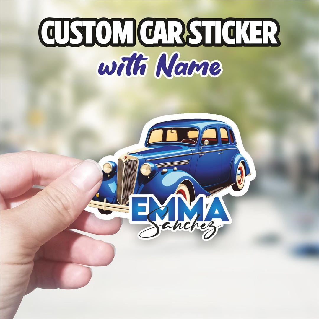 Custom Retro Car Sticker With Name – Personalized Vintage Style ...