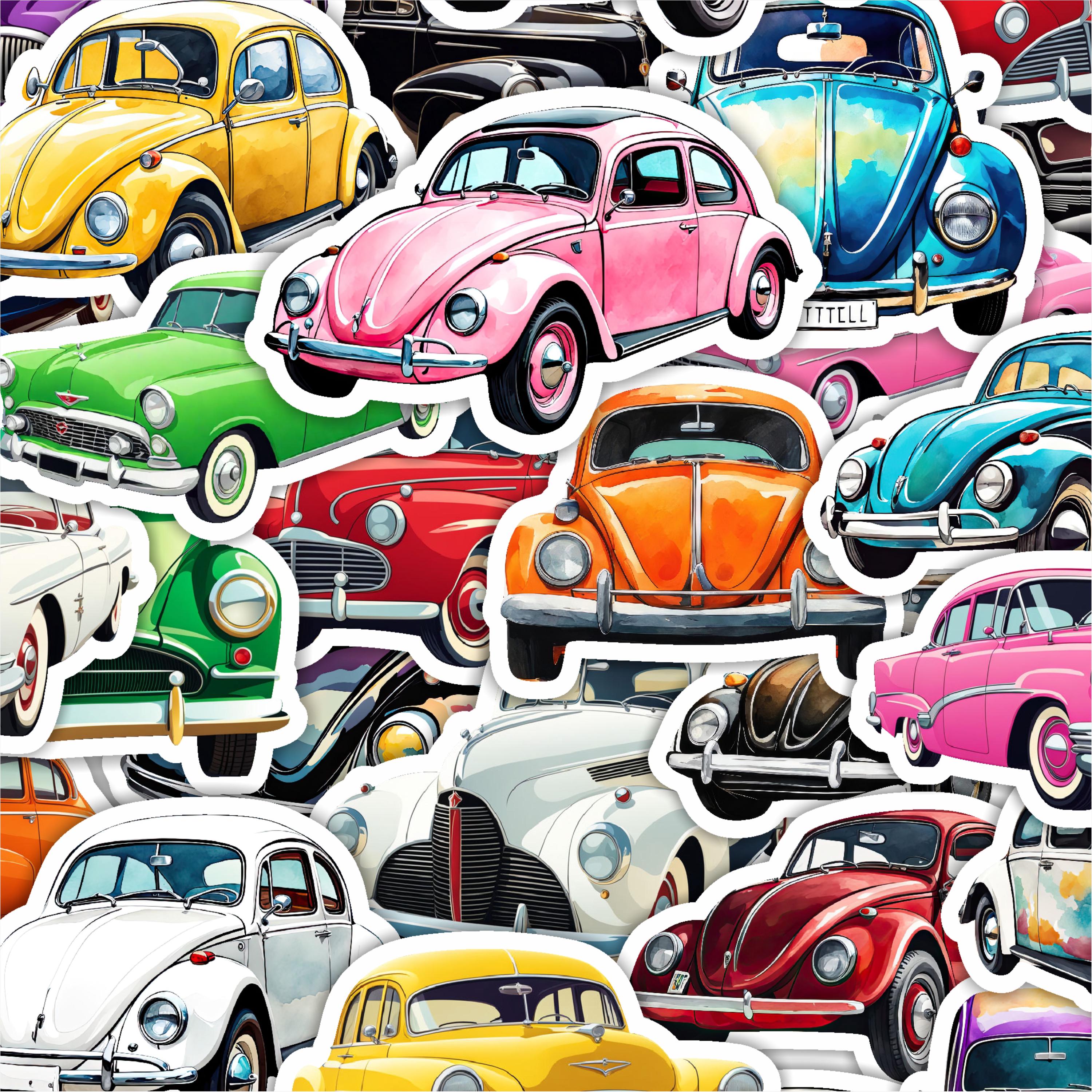Retro Cars Sticker Pack of 40 | Vintage Car Stickers | Classic Car ...