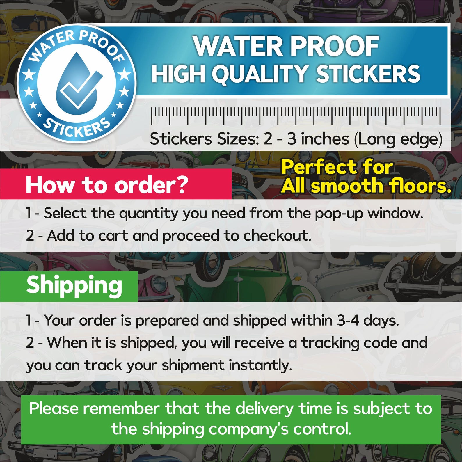 Retro Cars Sticker Pack of 40 | Vintage Car Stickers | Classic Car ...