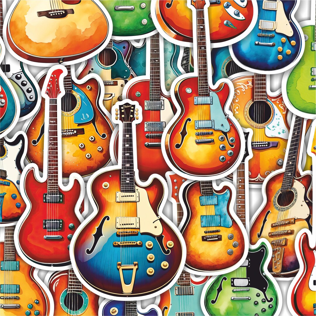 Guitar Sticker Pack of 30 – Unique Vinyl Stickers for Musicians, Guitar ...