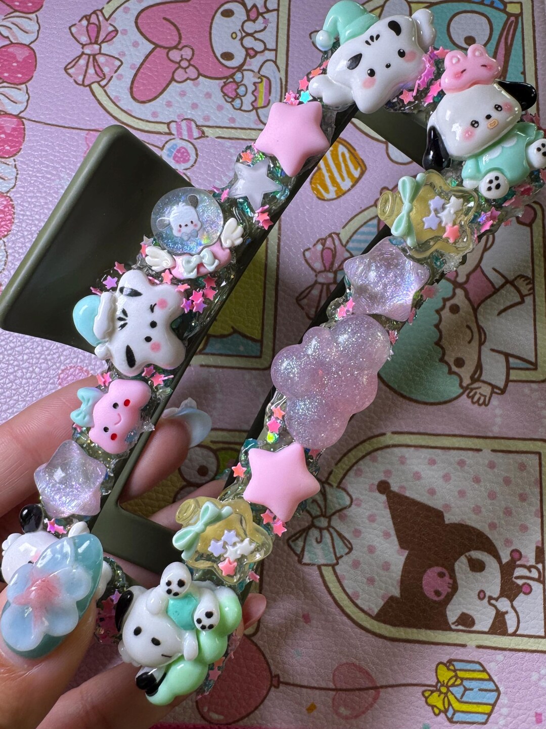 Kawaii Charm Large Hair Claw - Army Green Sleepytime Pochacco - Etsy