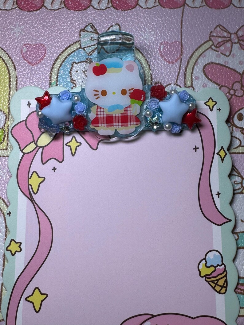 Kawaii Charm Binder Clip: Hello Kitty Caramel Apple Blue - Etsy