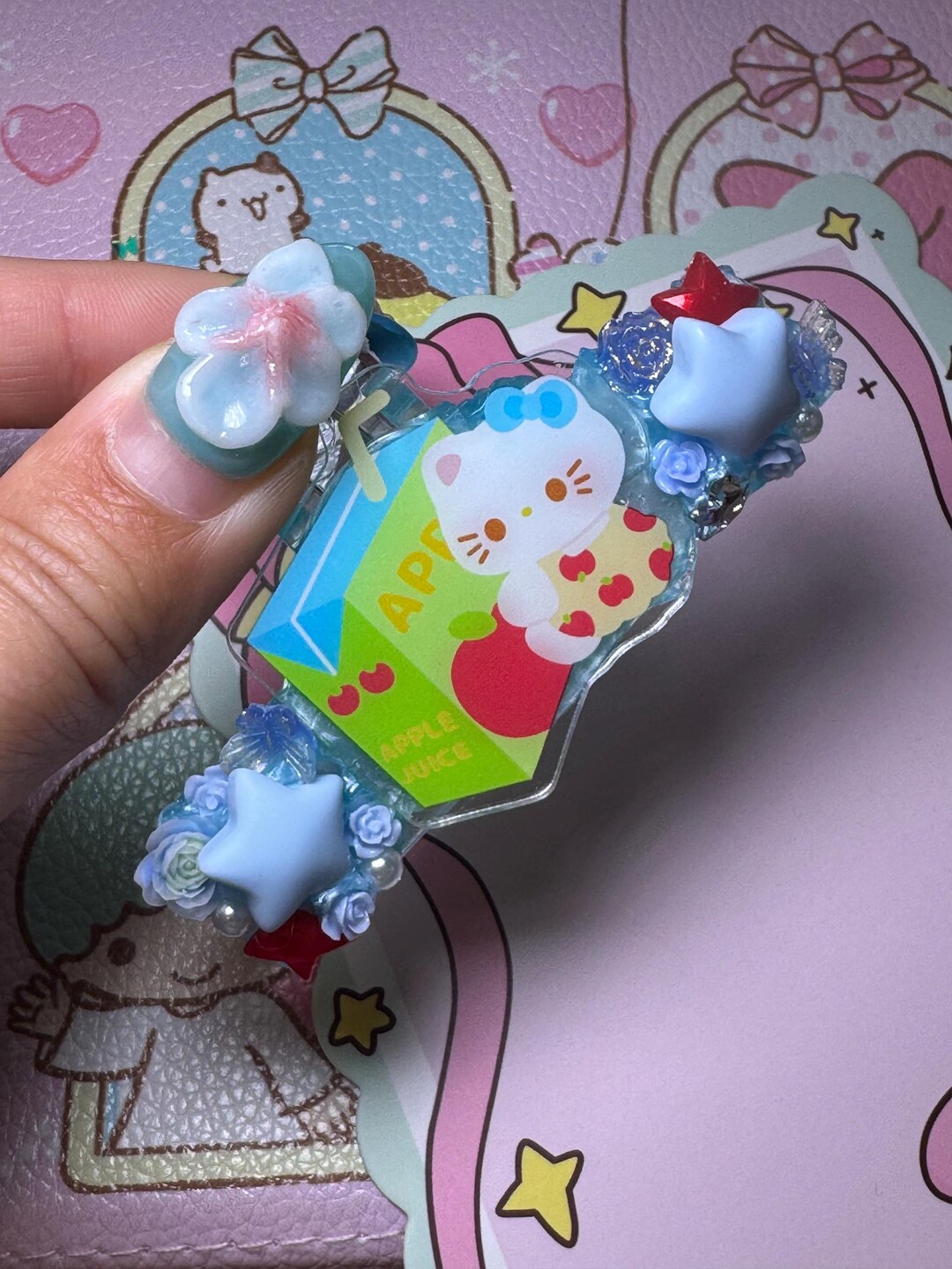 Kawaii Charm Binder Clip: Hello Kitty Apple Juice Blue - Etsy