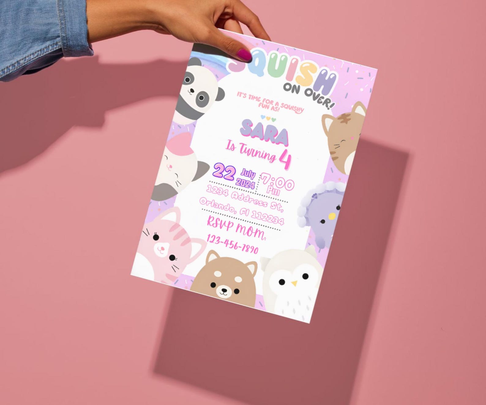 Editable Squishmallow Birthday Invitation, Squishmallow Invitation ...