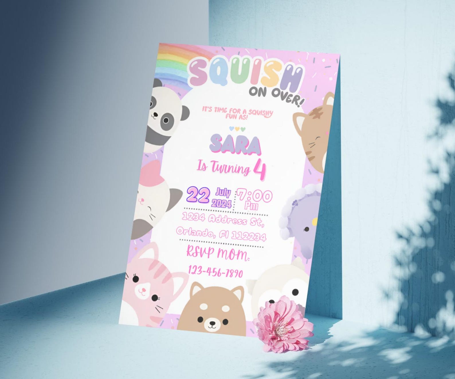 Editable Squishmallow Birthday Invitation, Squishmallow Invitation ...