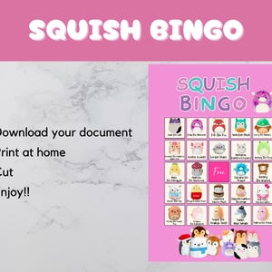 Kids Bingo Printable Instant Download Squish Bingo Birthday Games ...