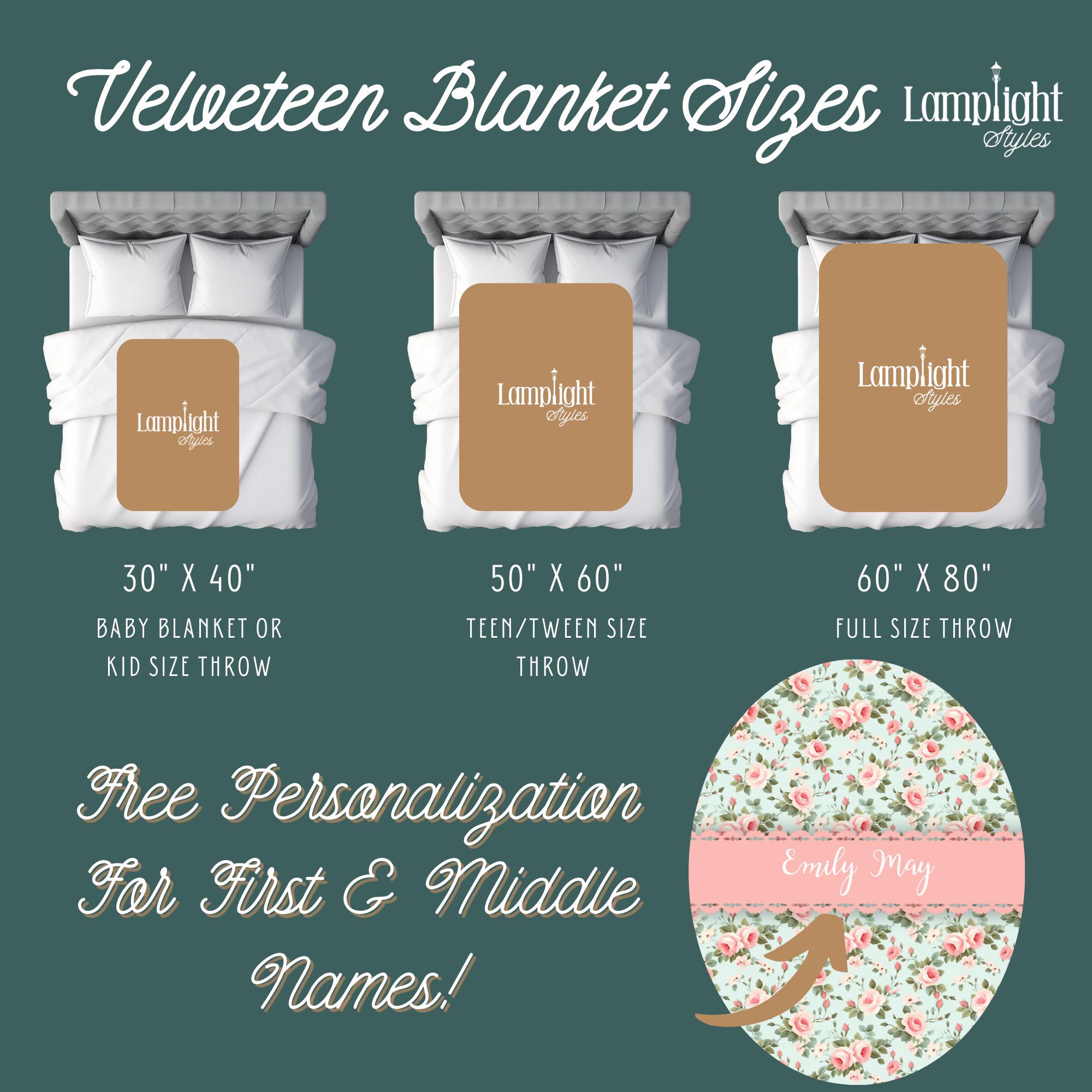 Personalized Rose Tween Blanket Teen Girl Toile Floral Gift Idea Tween ...