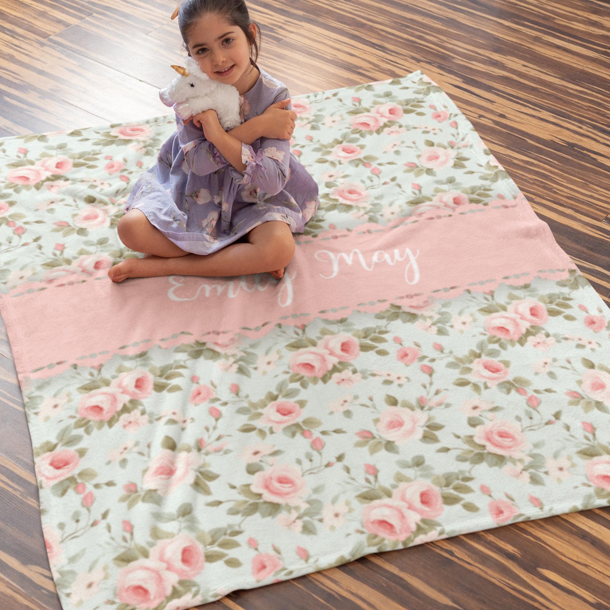 Personalized Rose Tween Blanket Teen Girl Toile Floral Gift Idea Tween ...