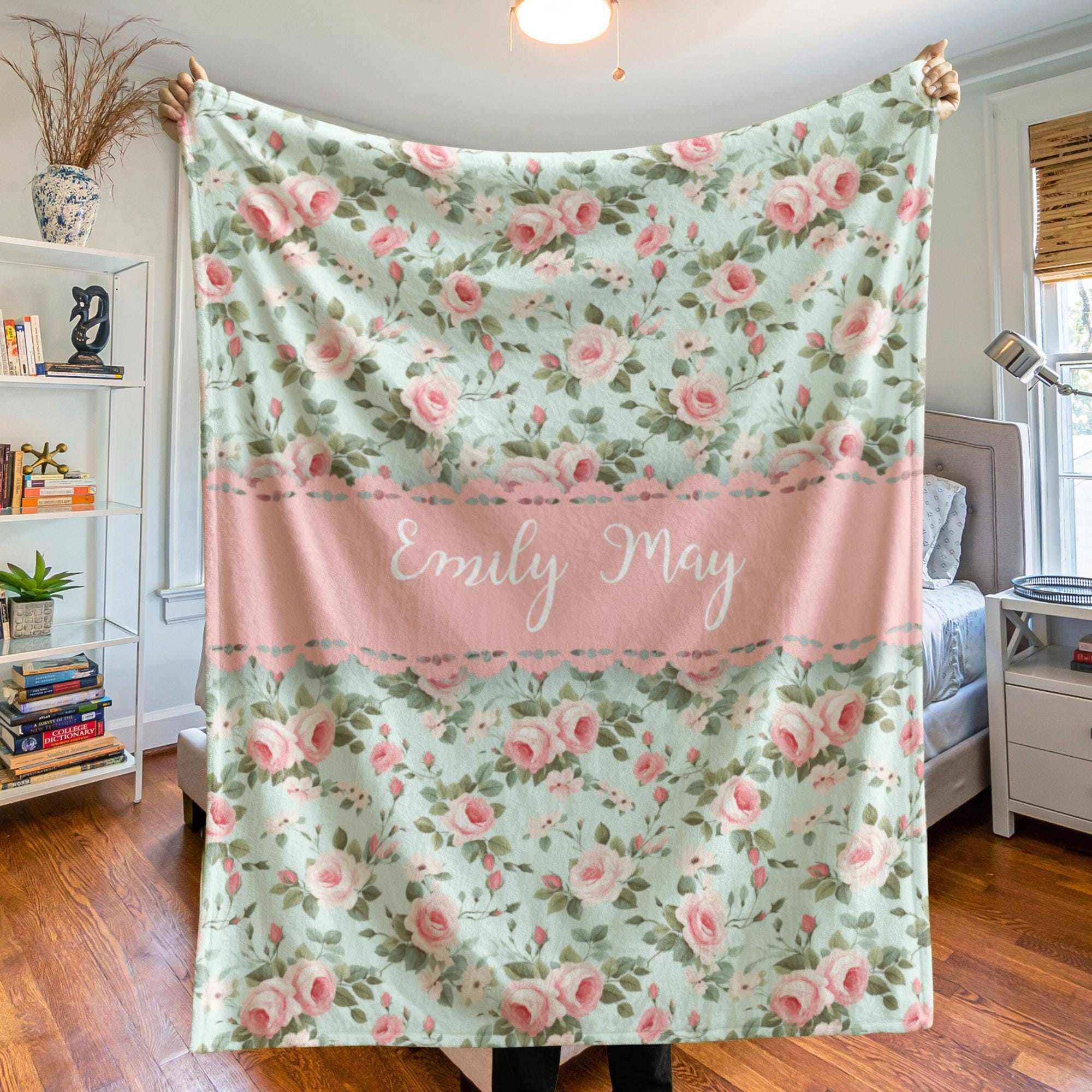 Personalized Rose Tween Blanket Teen Girl Toile Floral Gift Idea Tween ...