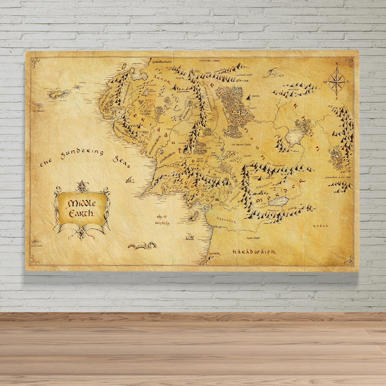 Middle Earth Maps, the Lord of the Rings Map Canvas Print, Canvas ...