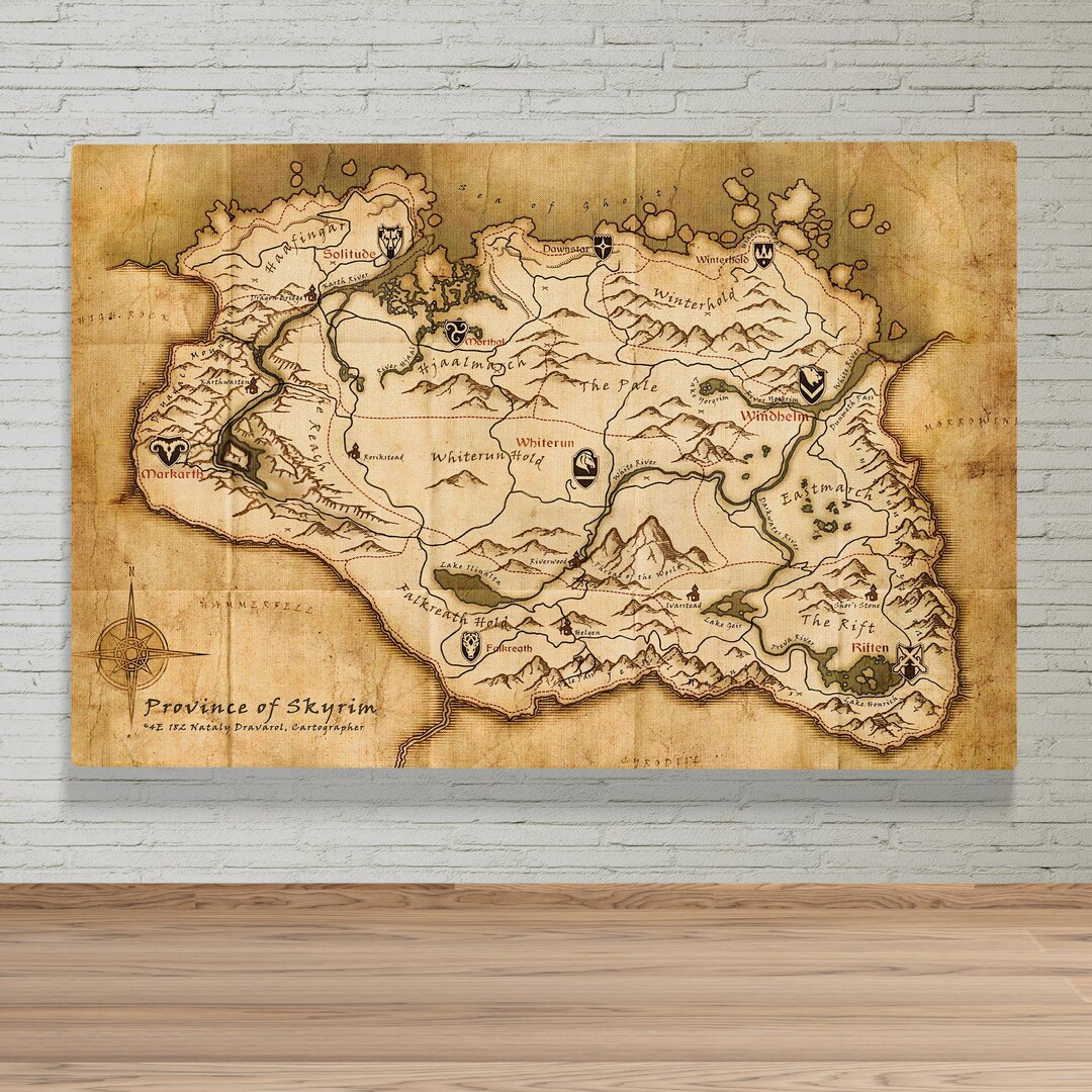 The Elder Scrolls V Skyrim Maps Canvas Print, Canvas Poster, Wall Art ...
