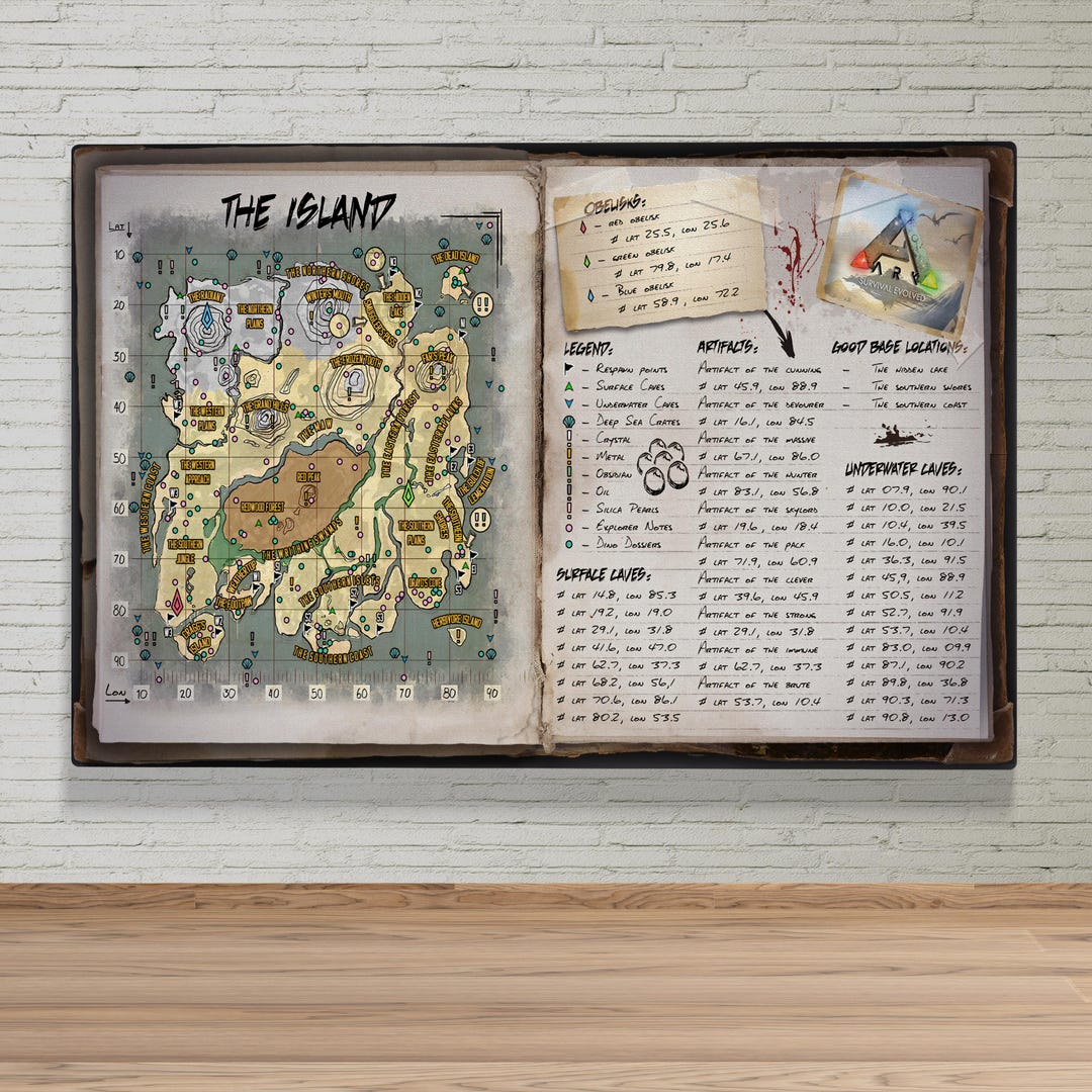 Ark Survival Evolved Map Canvas Print, Canvas Poster, Wall Art, Rolled ...