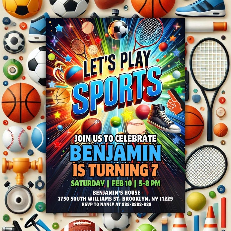 Editable Sports Birthday Invitation Template (digital Download) - Etsy