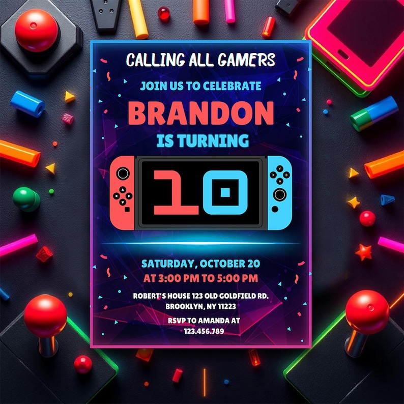 Editable Video Game Birthday Invitation, Video Game Invite Template ...