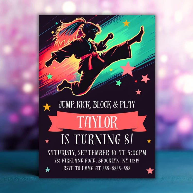 Editable Karate Birthday Invitation, Ninja Party Theme (instant ...
