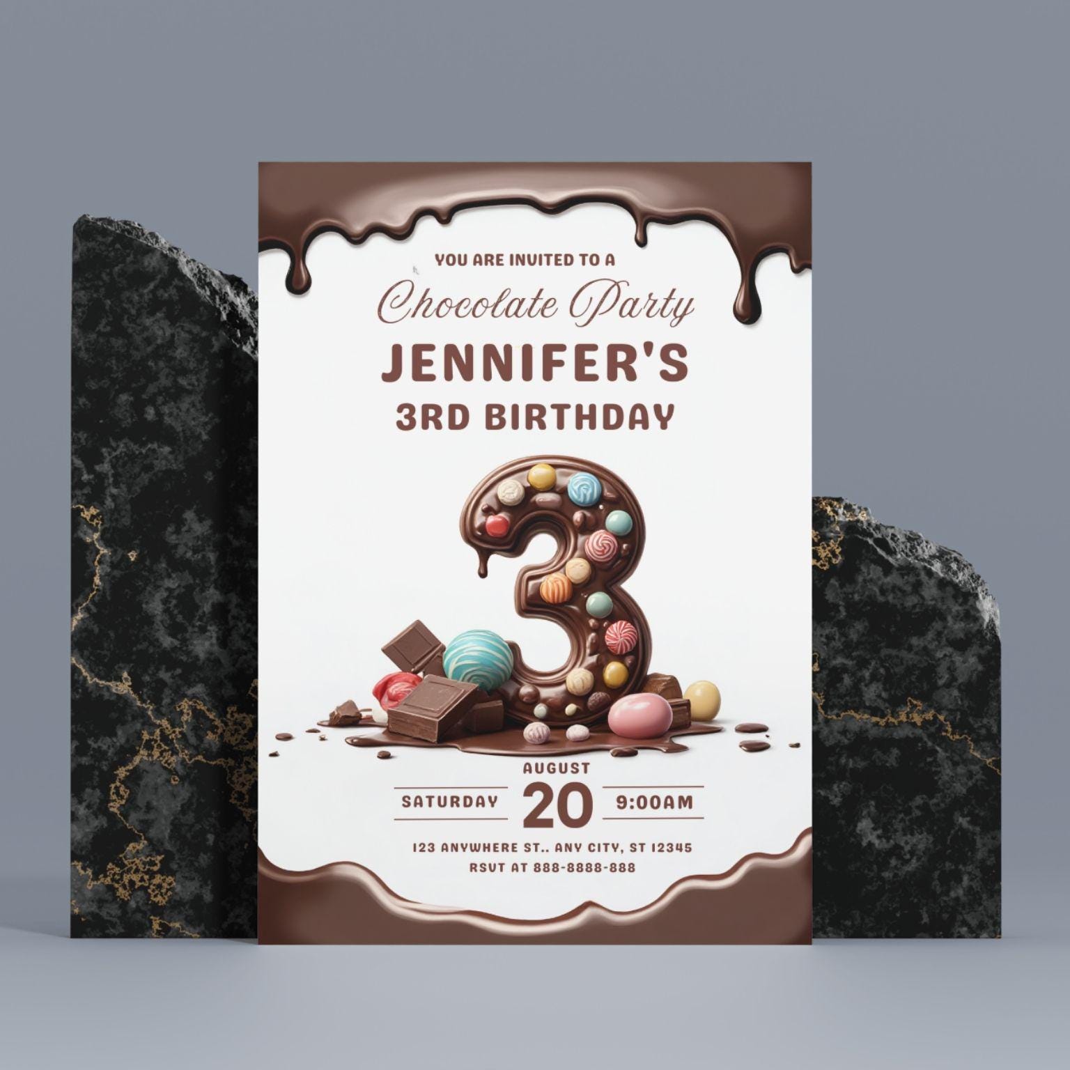 Editable Chocolate Birthday Invitation, Chocolate Party Template ...