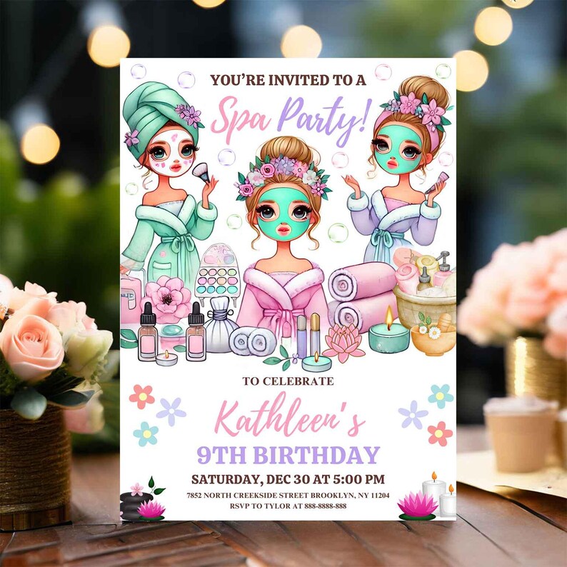 Editable Spa Party Birthday Invitation: Glam Girls Invite (digital) - Etsy
