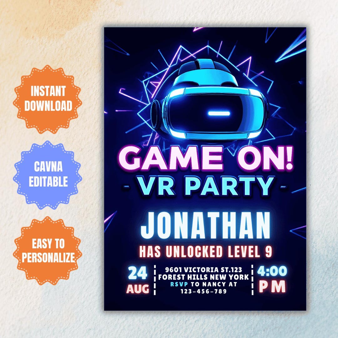 Editable Virtual Reality Birthday Party Invitation (digital) - Etsy